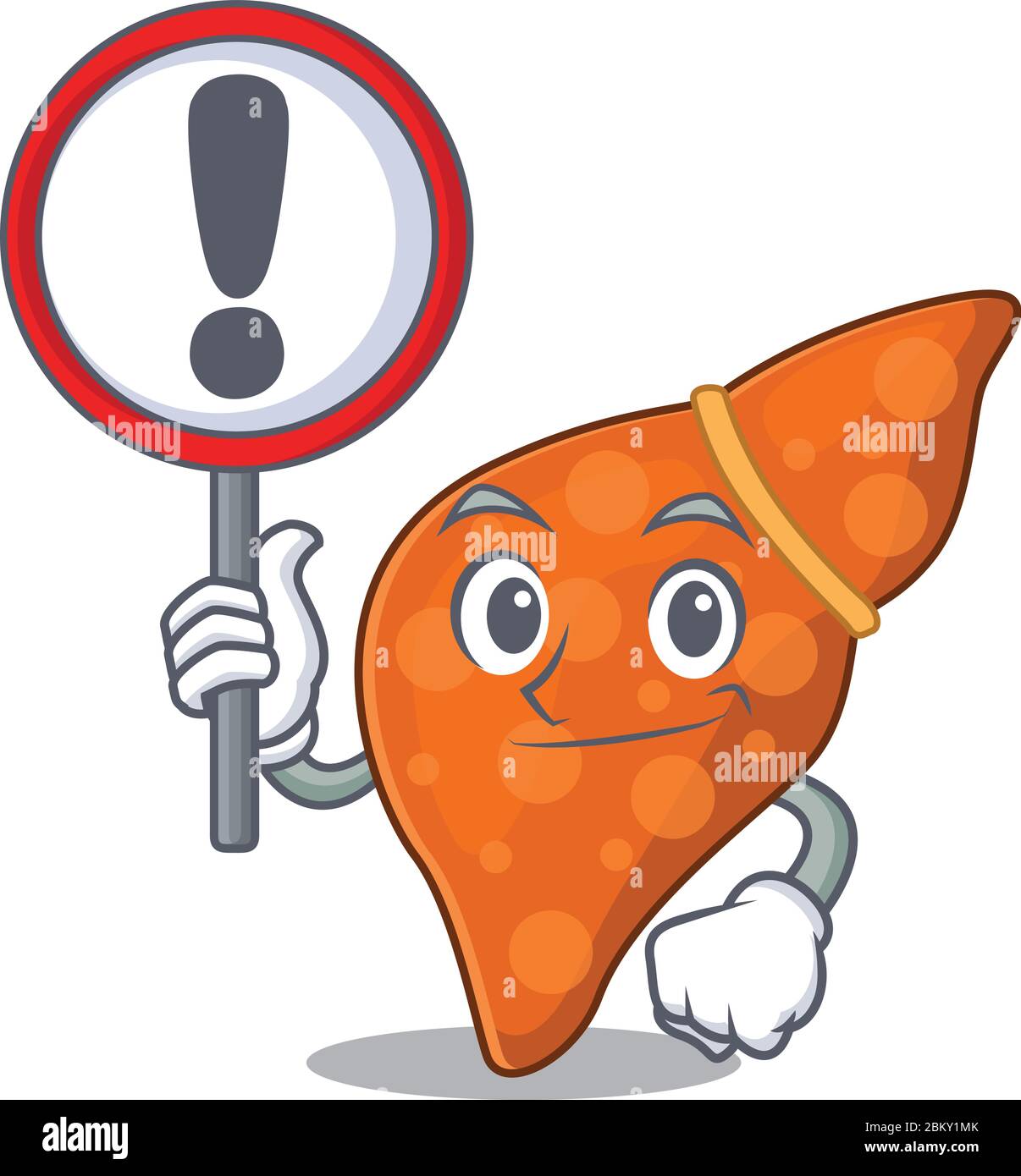 An icon of human hepatic liver cartoon design style with a sign board ...