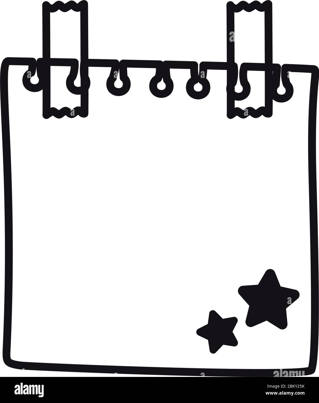 note with stars in the low corner over white background, line style ...