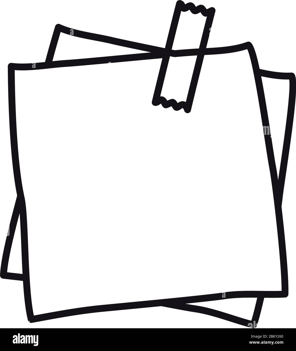 tape with notes icon over white background, line style, vector ...