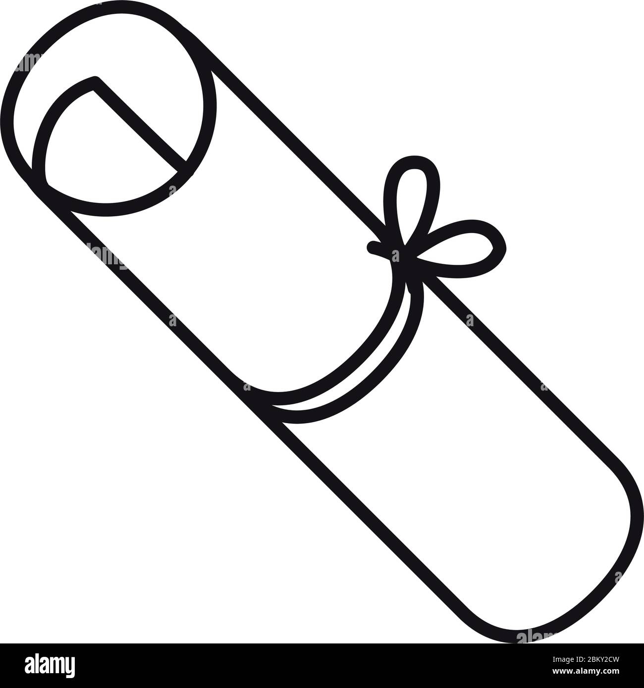 rolled parchment icon over white background, line style, vector ...