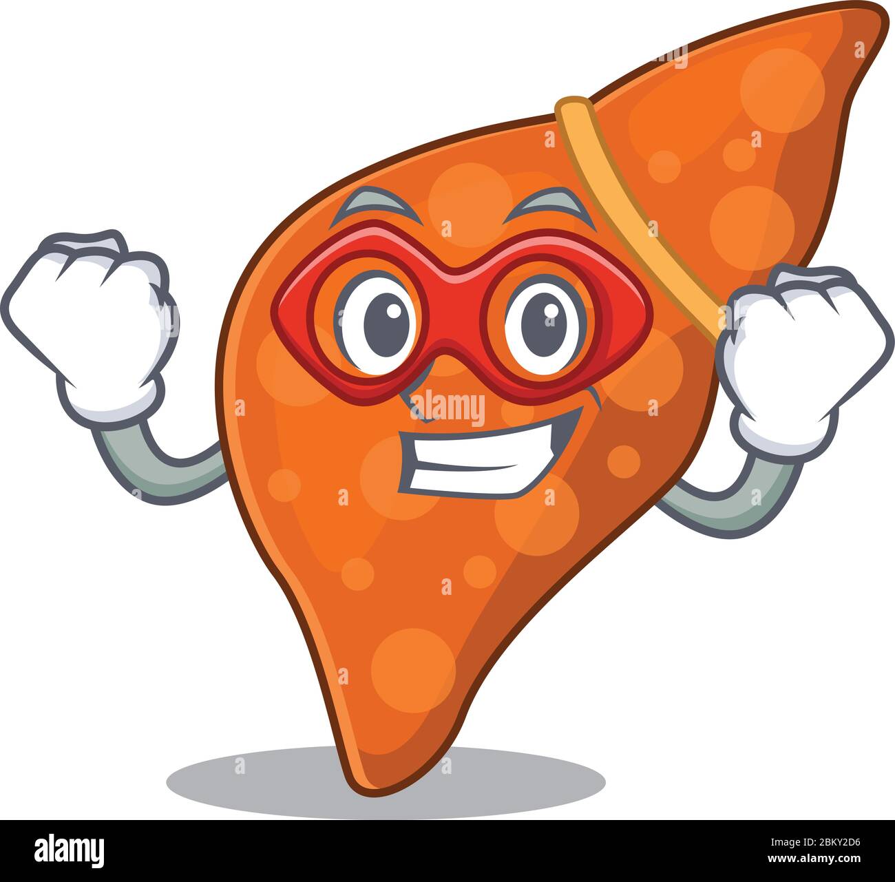 A cartoon character of human hepatic liver performed as a Super hero ...