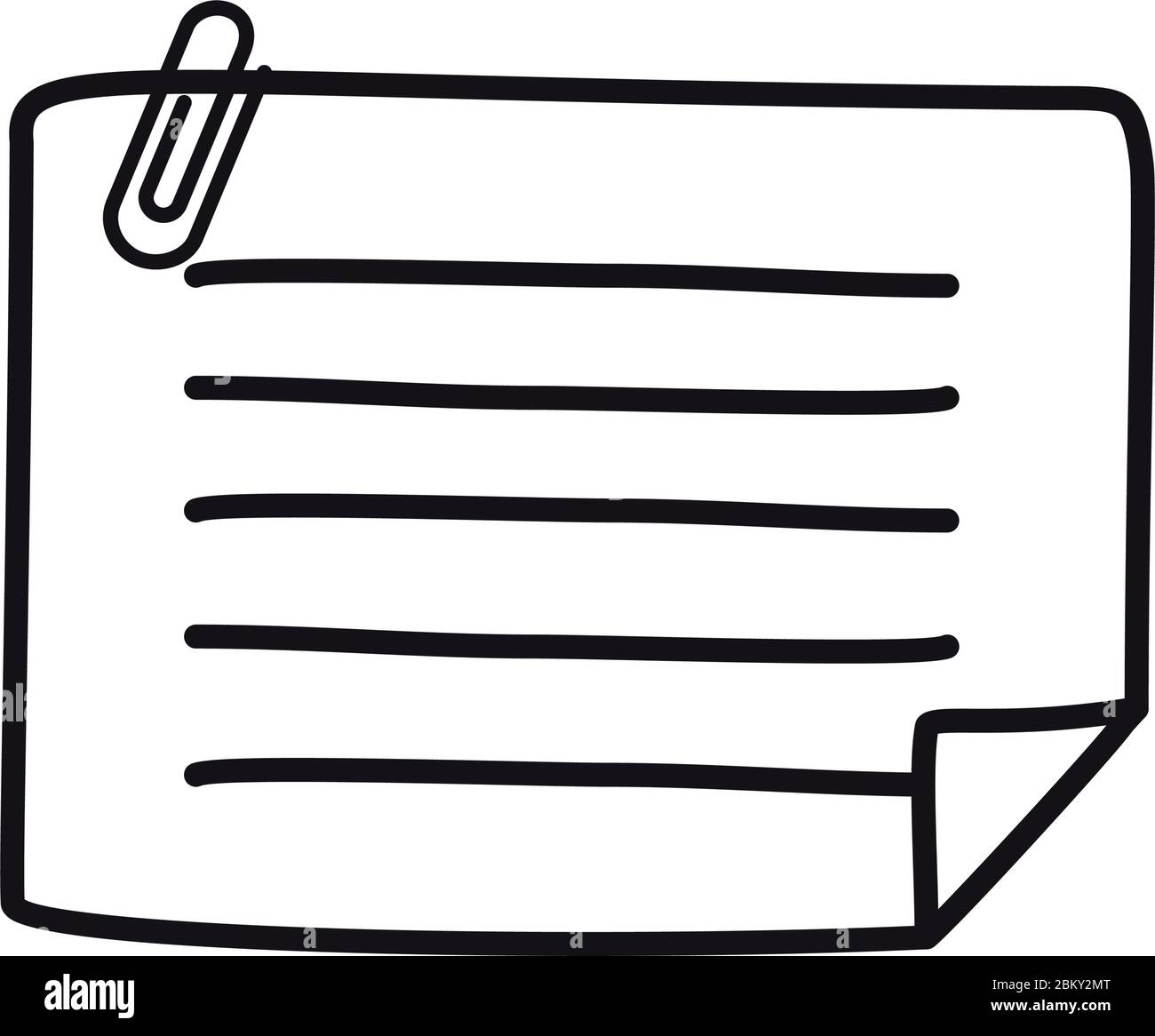 striped note with paper clip icon over white background, line style ...