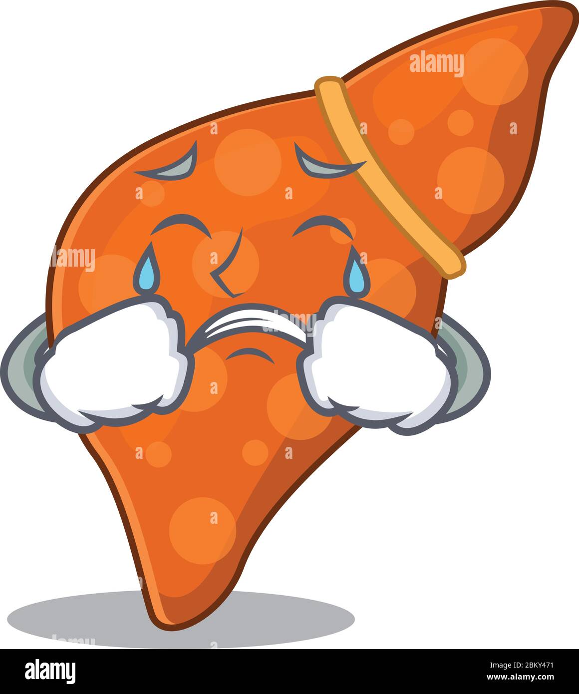 Cartoon character design of human hepatic liver with a crying face ...