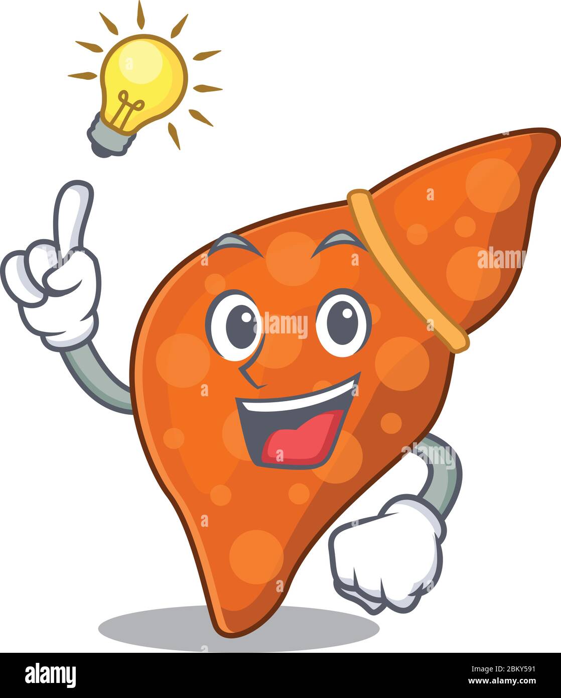 Mascot character design of human hepatic liver with has an idea smart ...