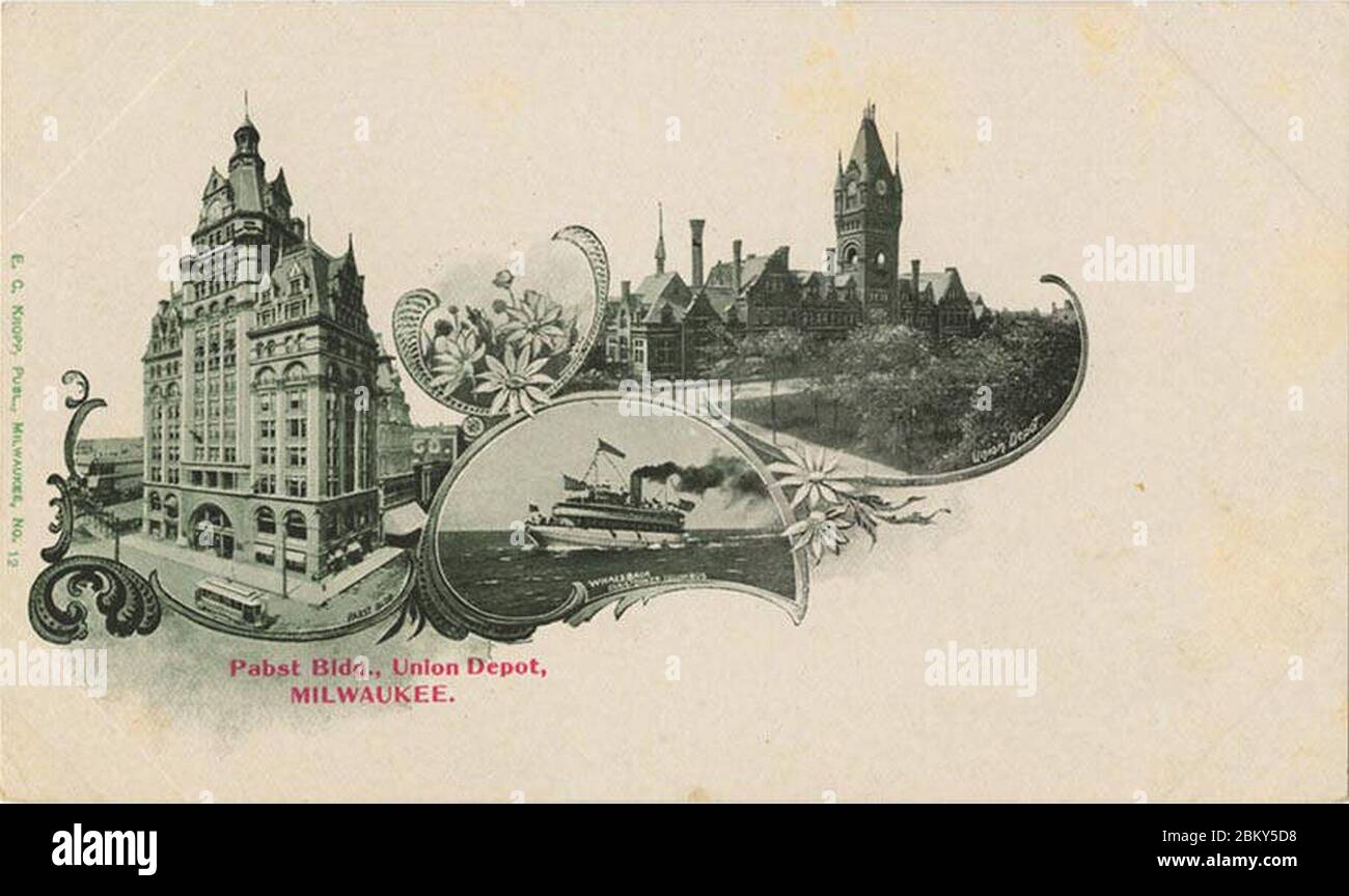 Image of Pabst Bldg, Whaleback ship called Christopher Columbus, Union ...