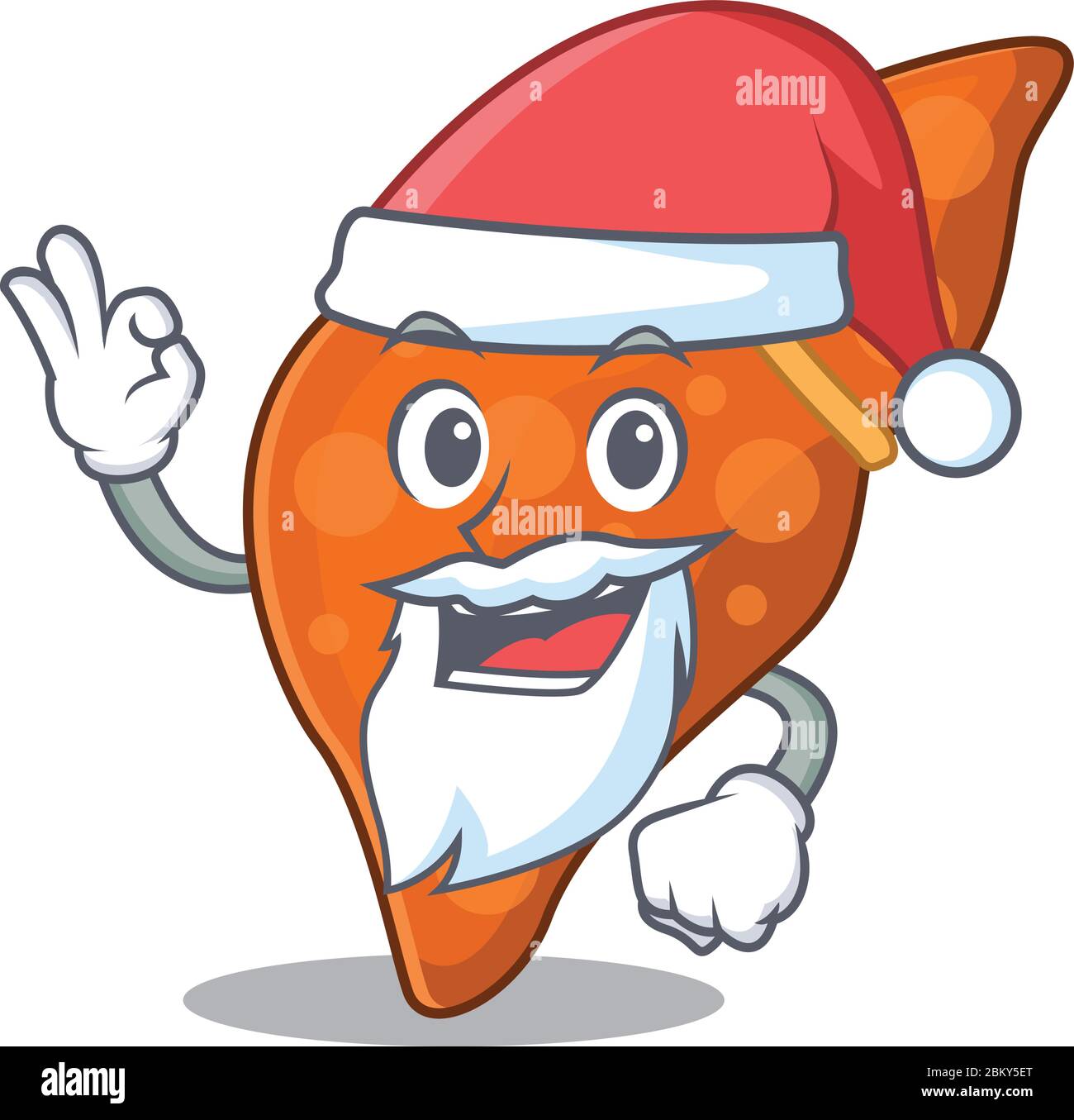 Human hepatic liver Santa cartoon character with cute ok finger Stock ...