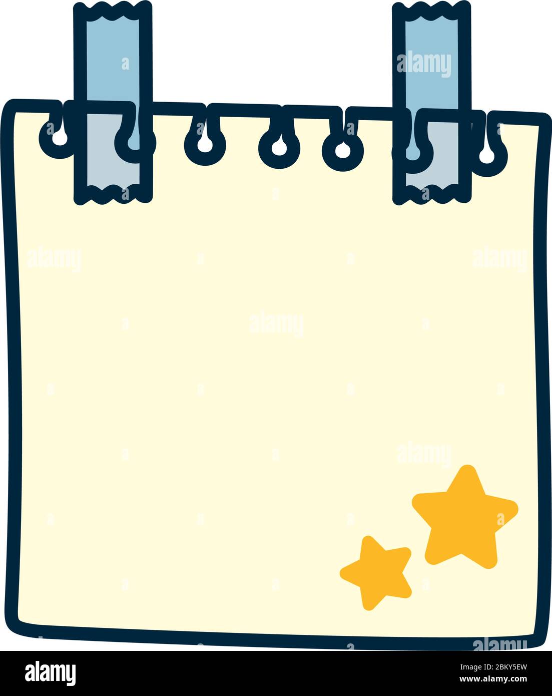 note with stars in the low corner over white background, line and fill ...