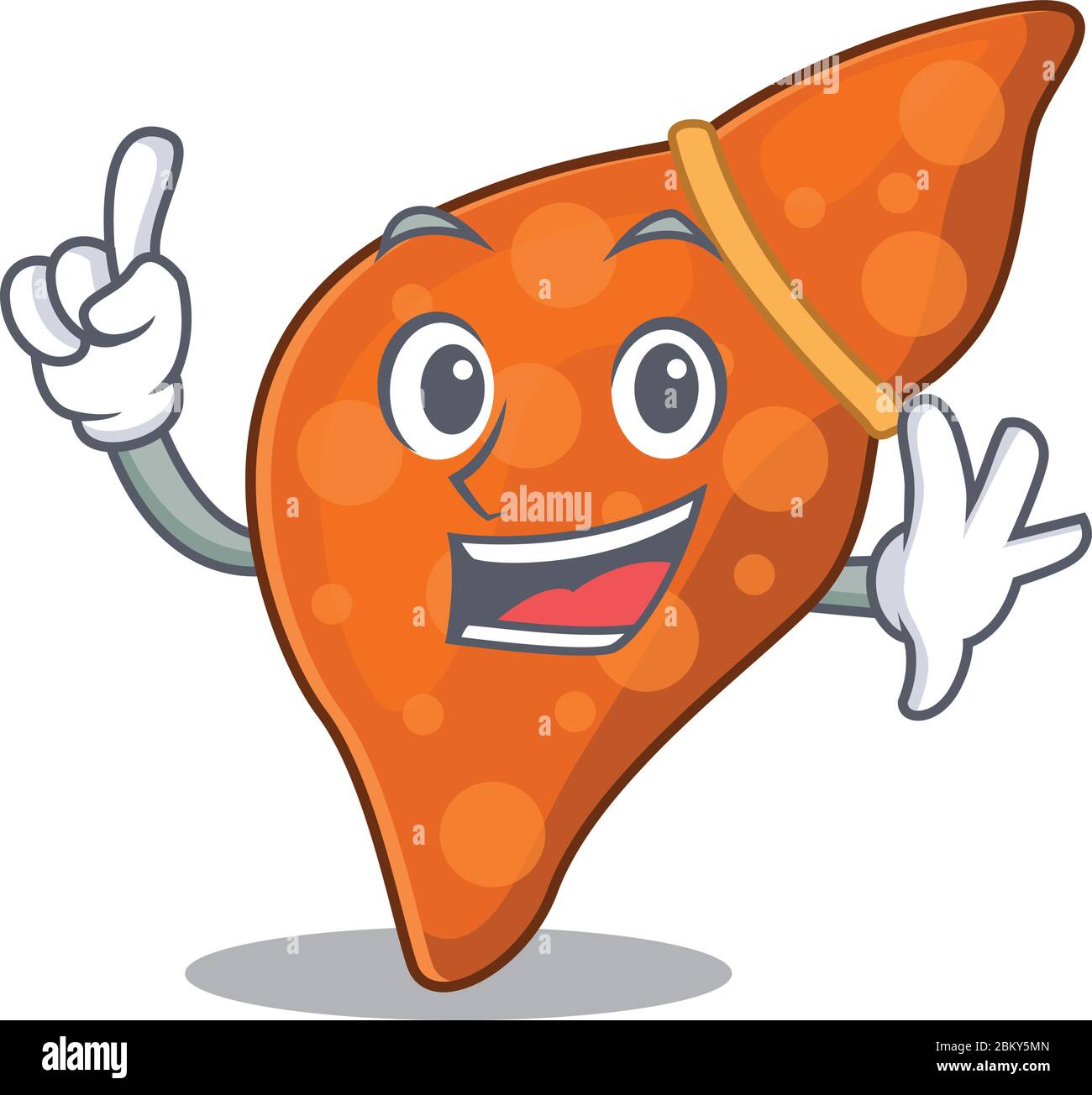 Human hepatic liver mascot character design with one finger gesture ...