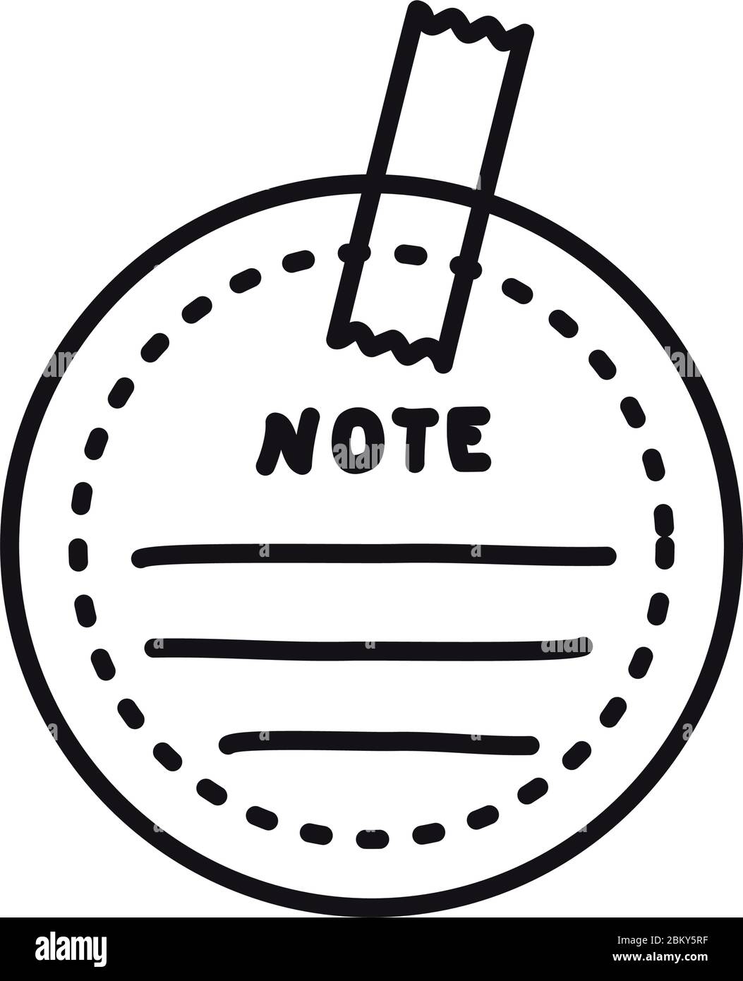 round note with tape icon over white background, line style, vector ...