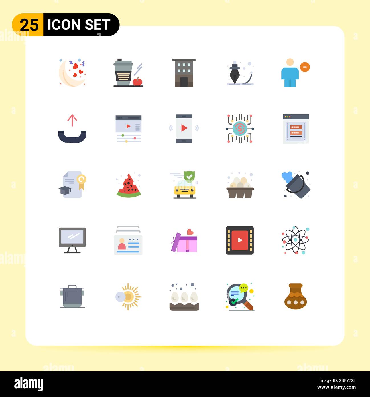 25 Universal Flat Color Signs Symbols of process, graphic, building ...