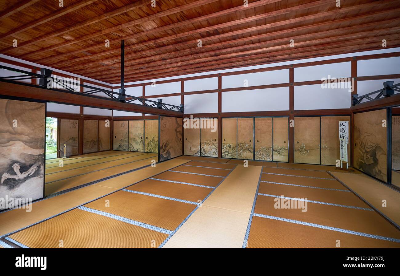 KYOTO, JAPAN - OCTOBER 17, 2019: The interior of the Hojo, the head ...