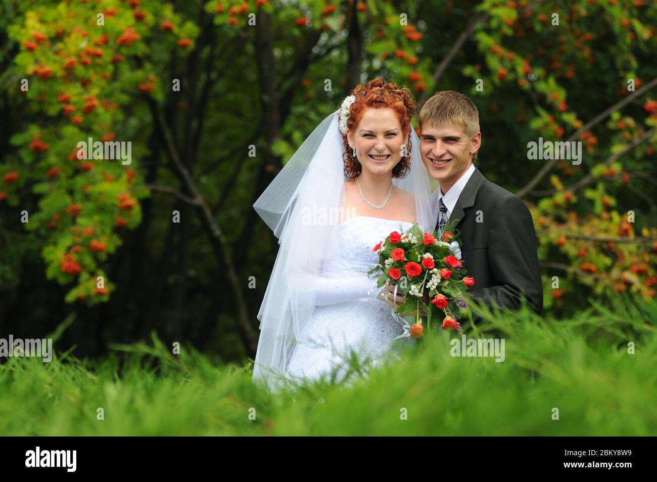 Bridegroom and bride, common portrait Stock Photo - Alamy