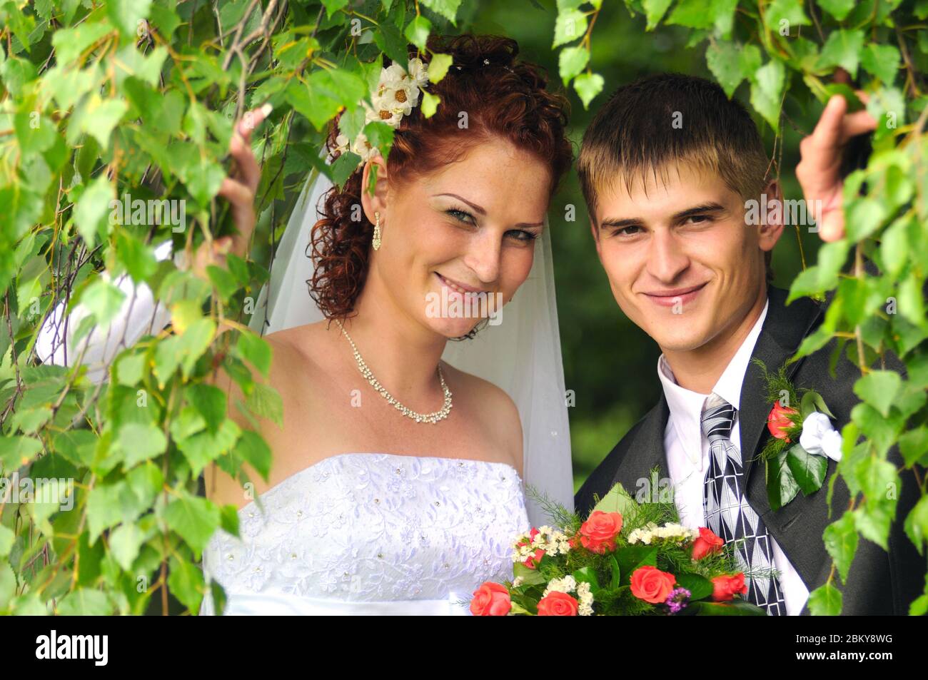 Bridegroom and bride, common portrait Stock Photo - Alamy