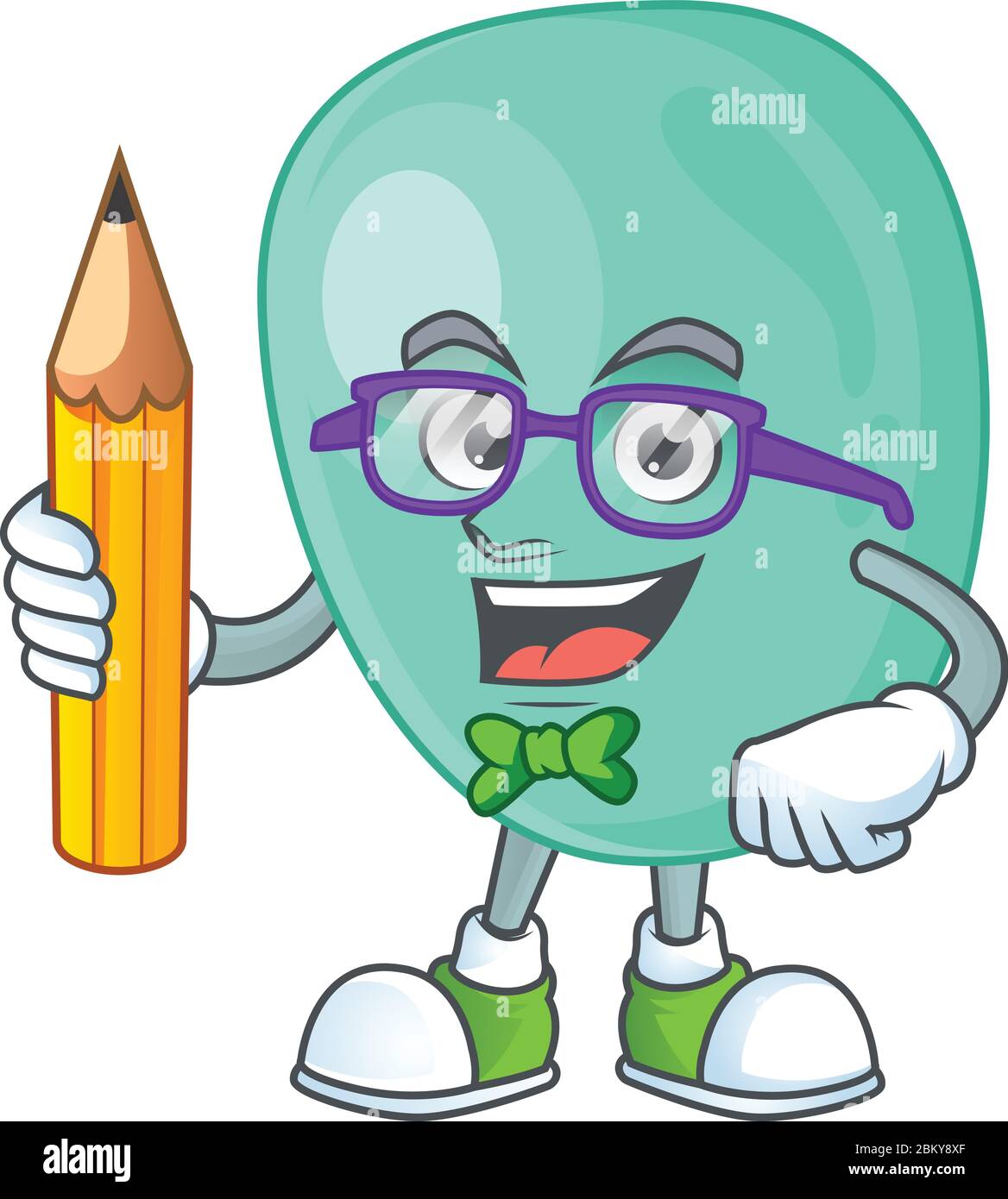 Staphylococcus aureus student cartoon character studying with pencil ...