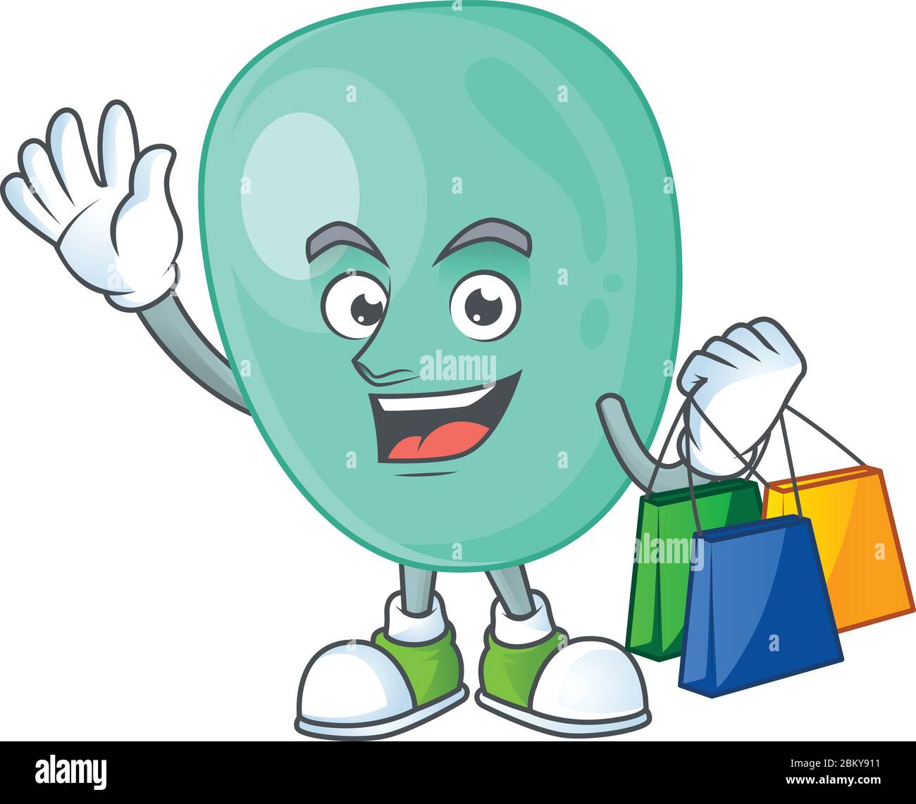 cartoon character concept of rich staphylococcus aureus with shopping ...