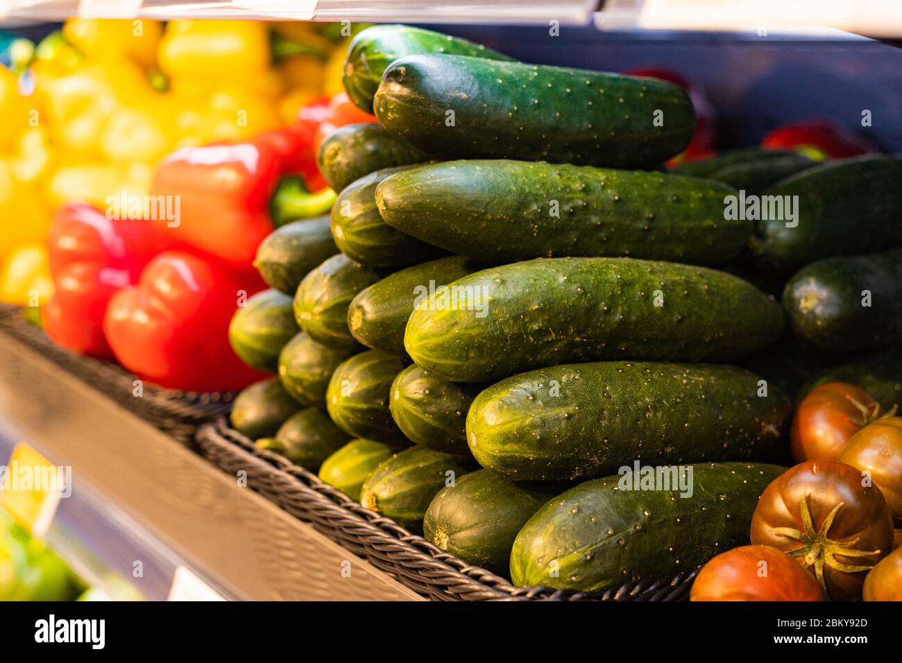 Vegetables cucumbers in the store Stock Photo - Alamy