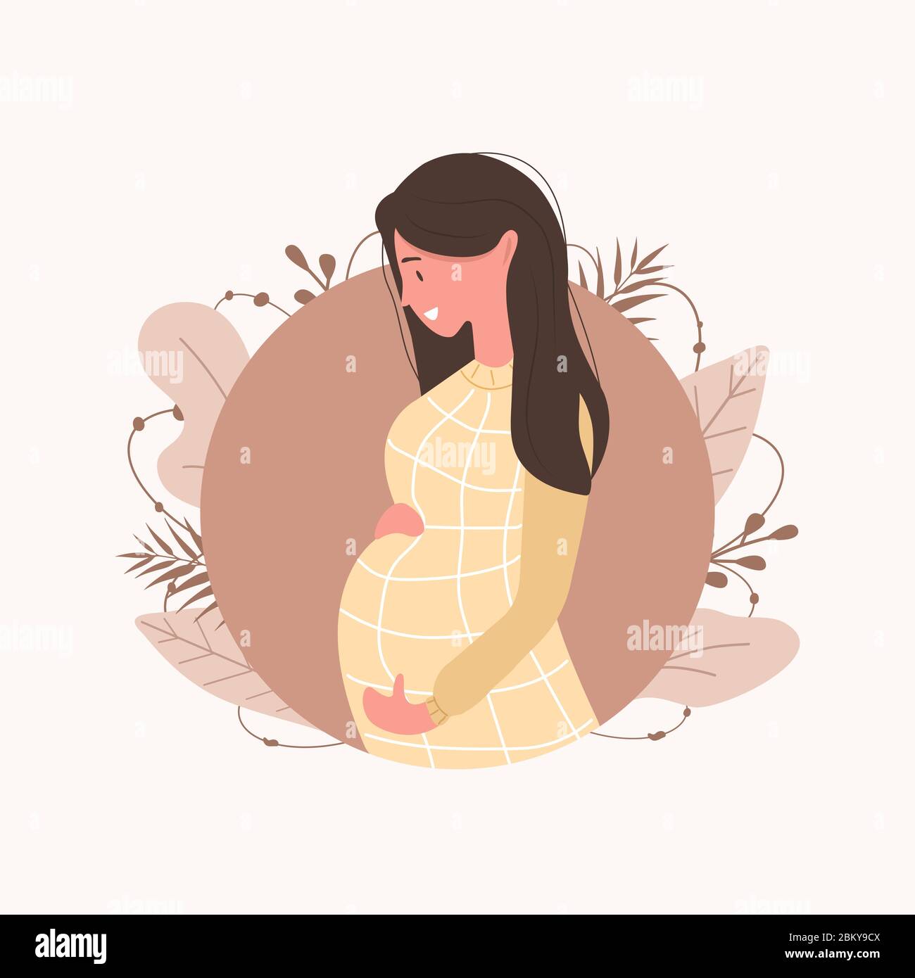 Cute happy pregnant woman. Beautiful young girl waiting for baby ...