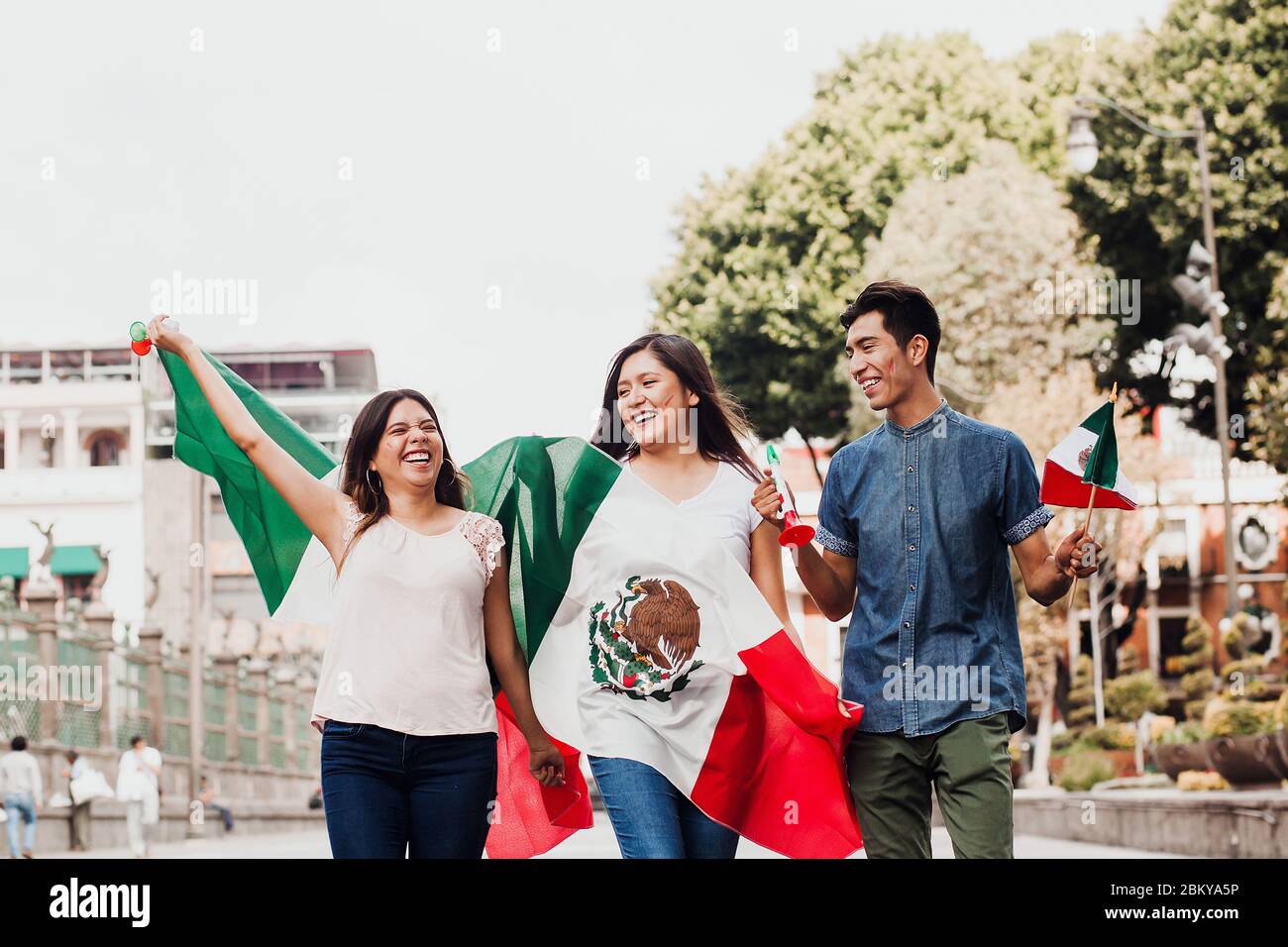 mexican guys cheering Viva Mexico on independence day in Mexico city ...
