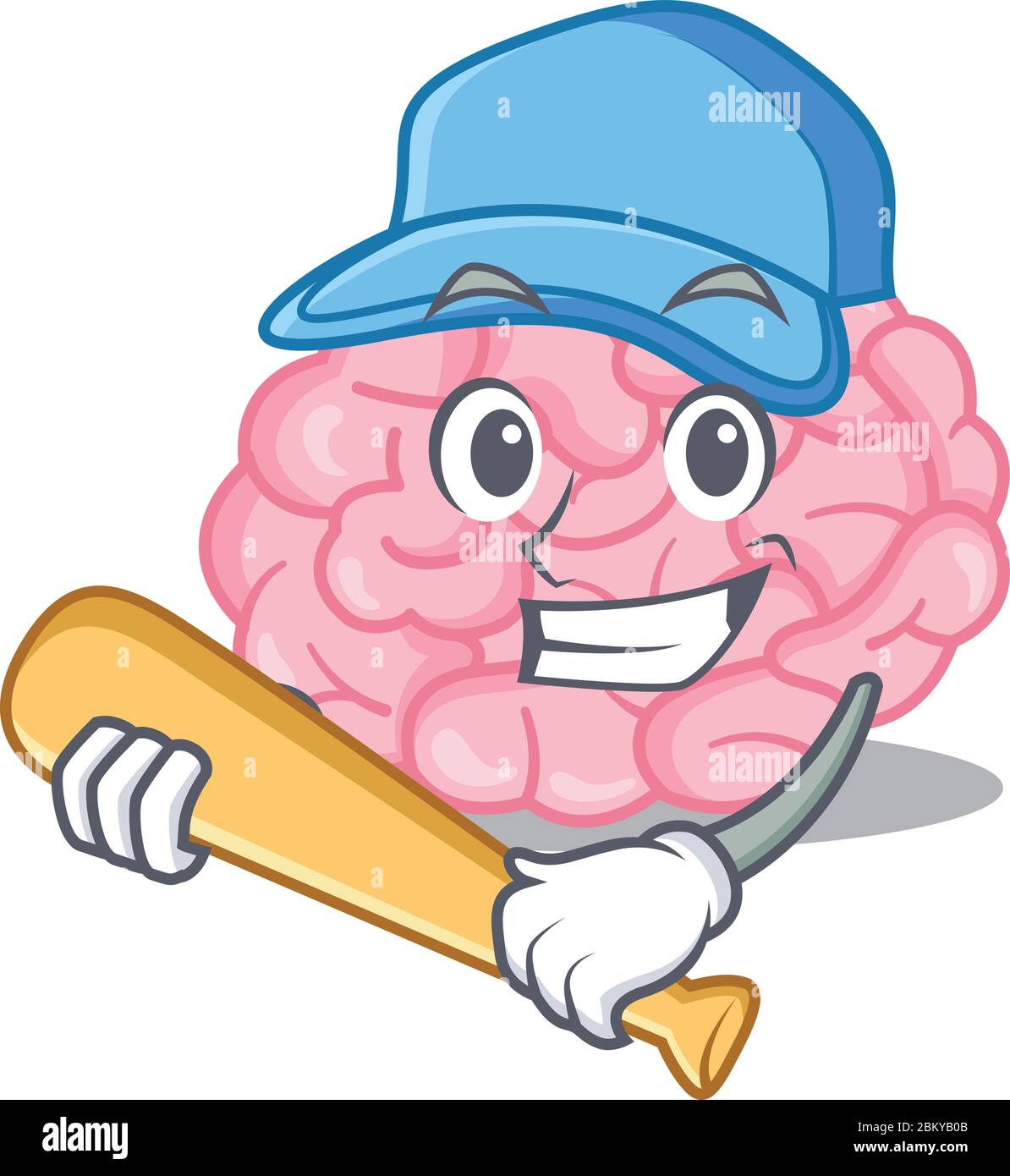 Picture of human brain cartoon character playing baseball Stock Vector ...