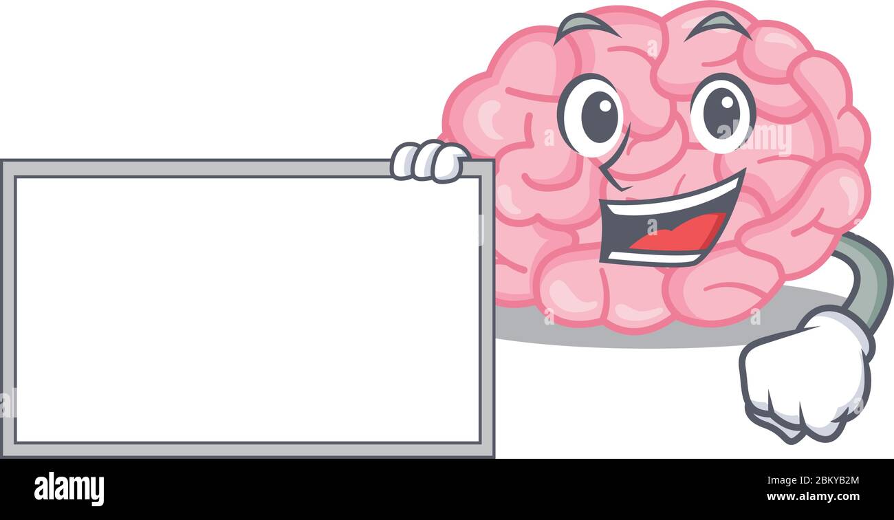 Human brain cartoon character design style with board Stock Vector ...