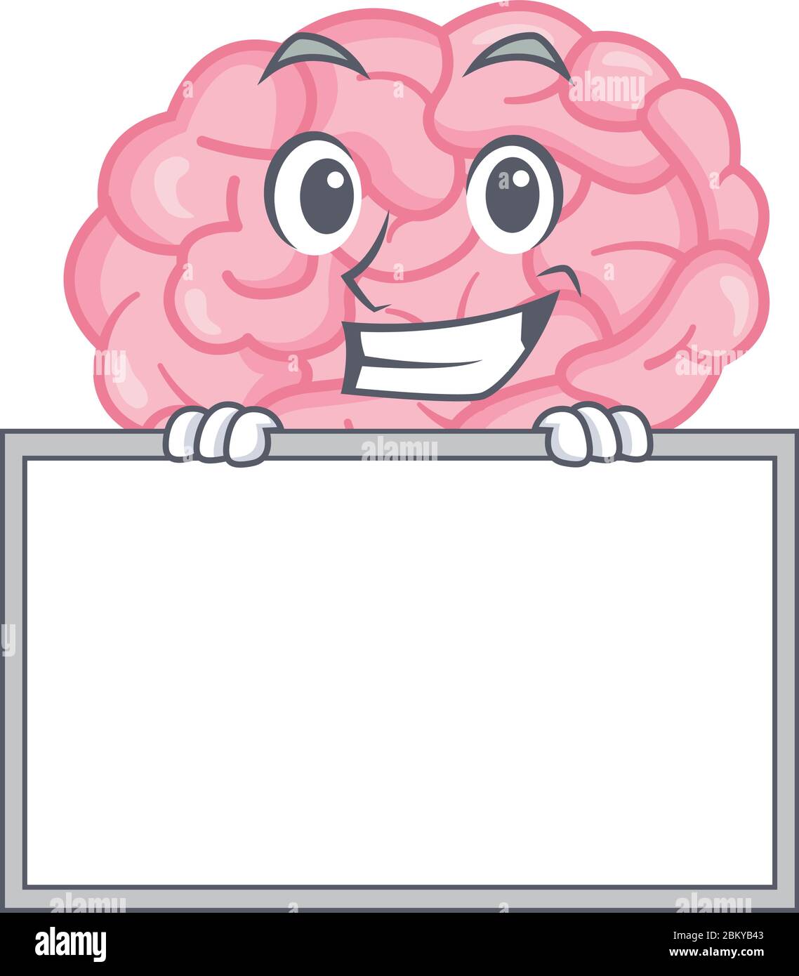 Smiling human brain cartoon design style has a board Stock Vector Image ...