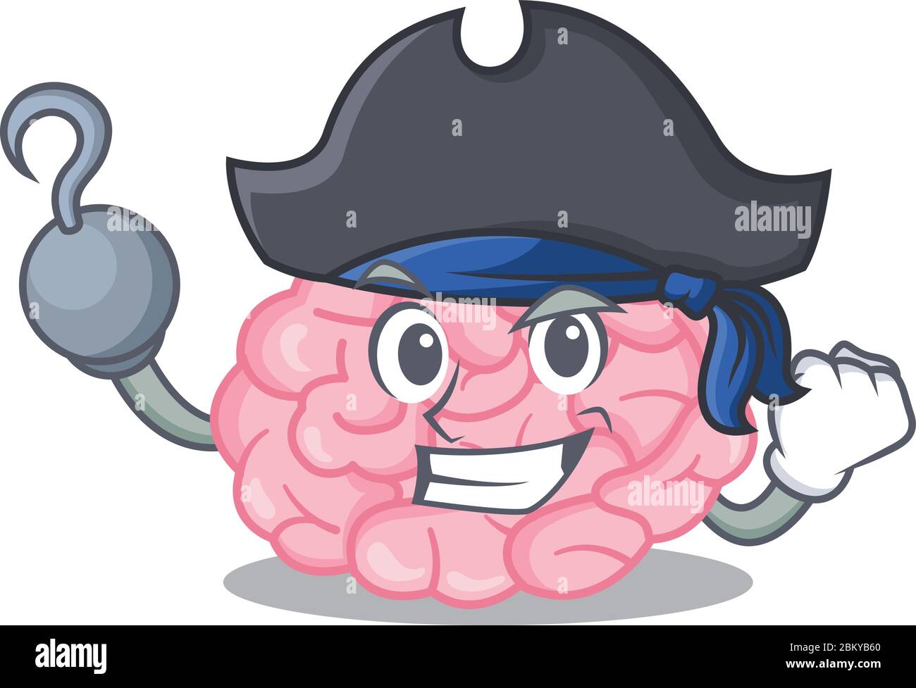 Human brain cartoon design style as a Pirate with hook hand and a hat ...