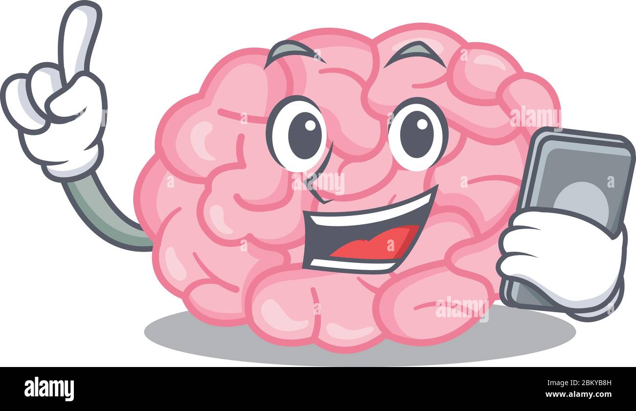 Human brain cartoon character speaking on phone Stock Vector Image ...