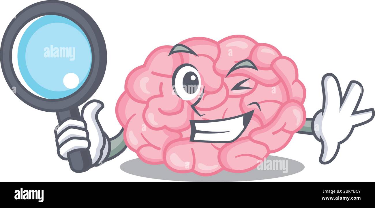 Smart Detective of human brain mascot design style with tools Stock ...