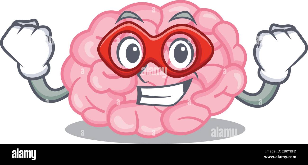 A cartoon character of human brain performed as a Super hero Stock ...