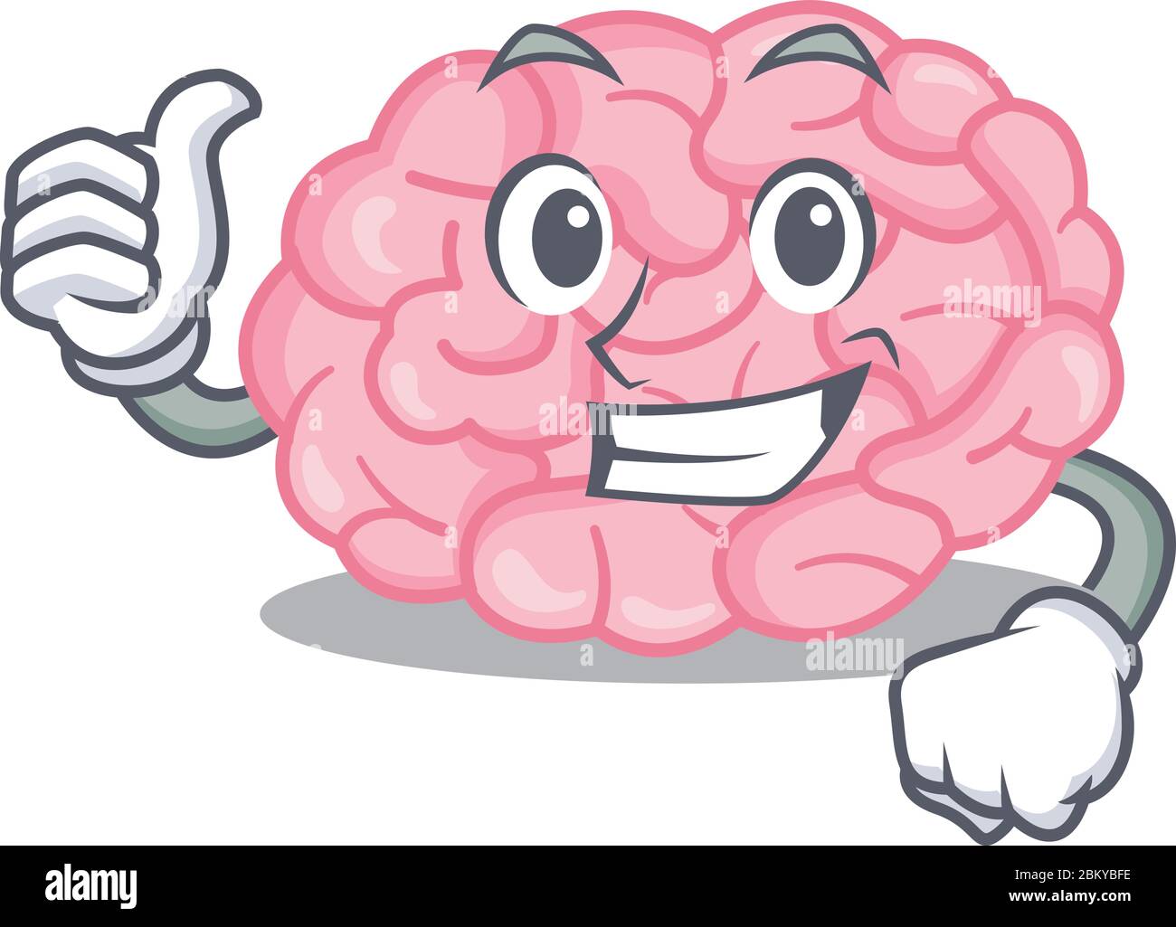 Human brain cartoon character design making OK gesture Stock Vector ...