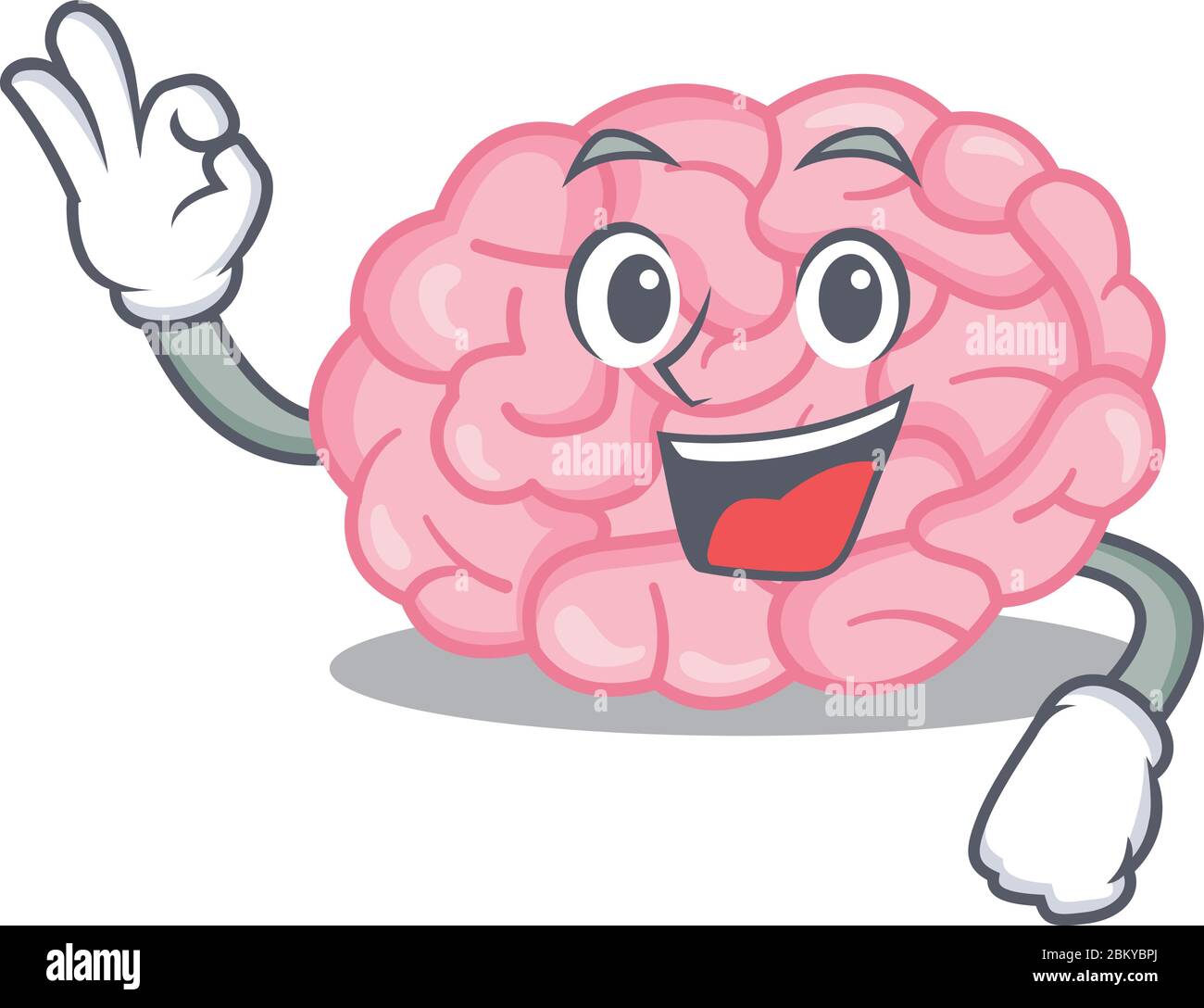 Human brain mascot design style with an Okay gesture finger Stock ...