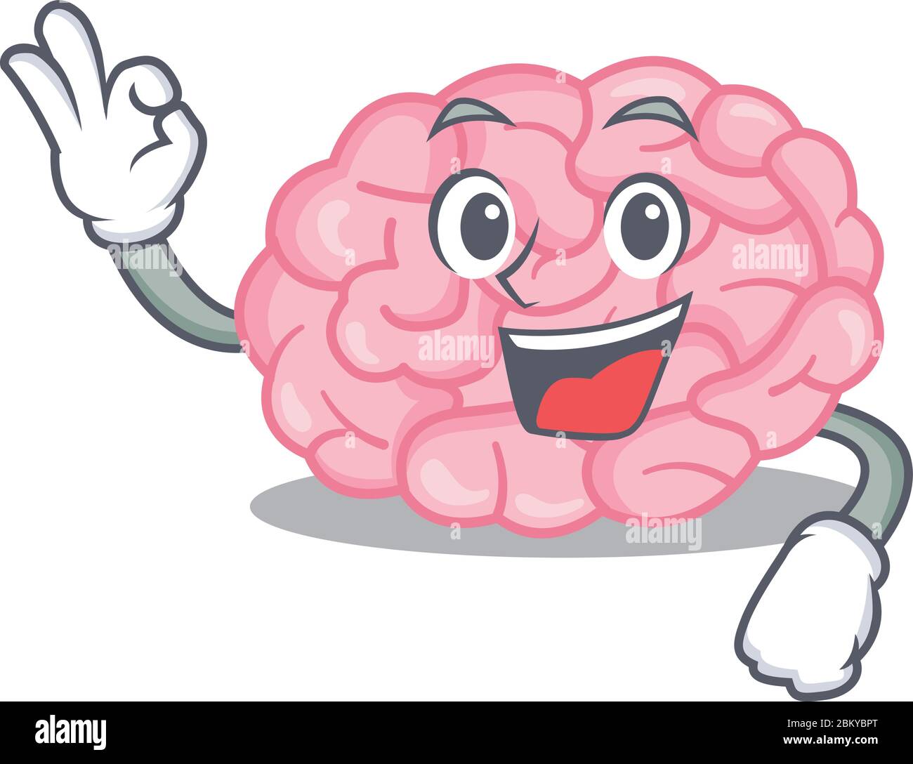 Human brain mascot design style with an Okay gesture finger Stock ...