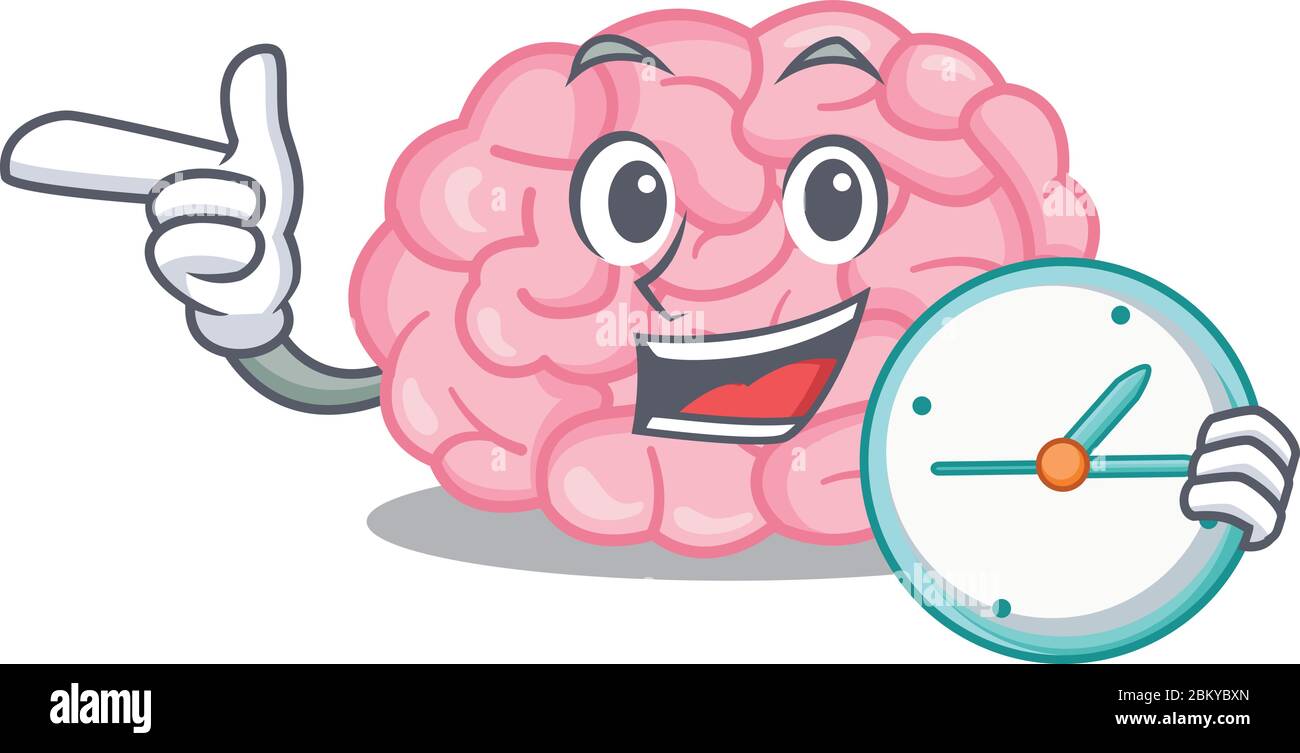 Human brain mascot design concept smiling with clock Stock Vector Image ...