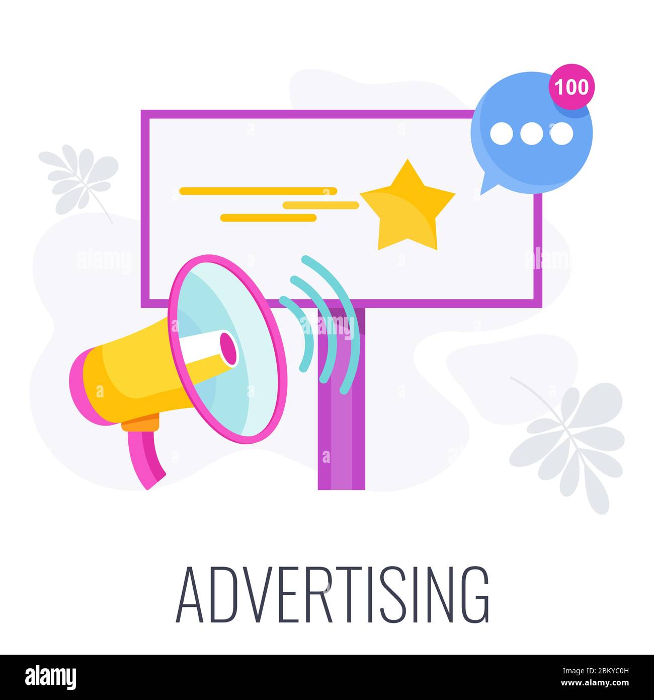 Advertising business concept. Flat vector cartoon illustration Stock ...