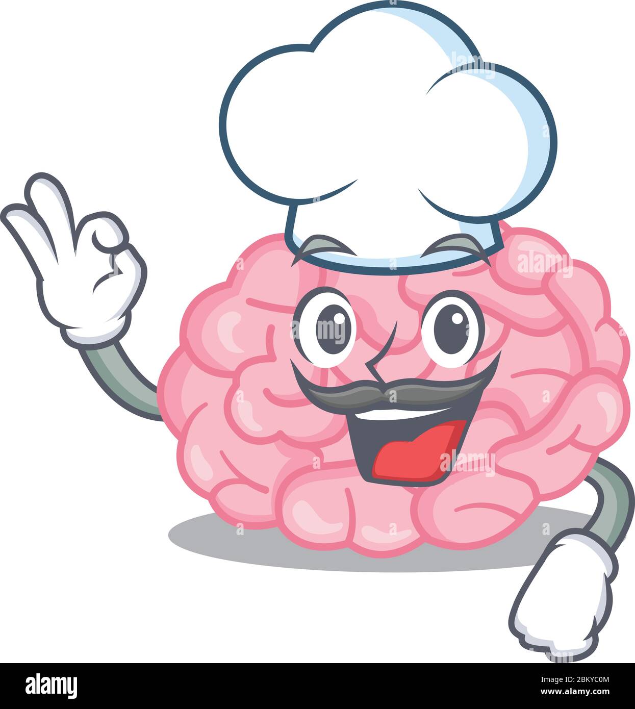 Human brain chef cartoon design style wearing white hat Stock Vector ...