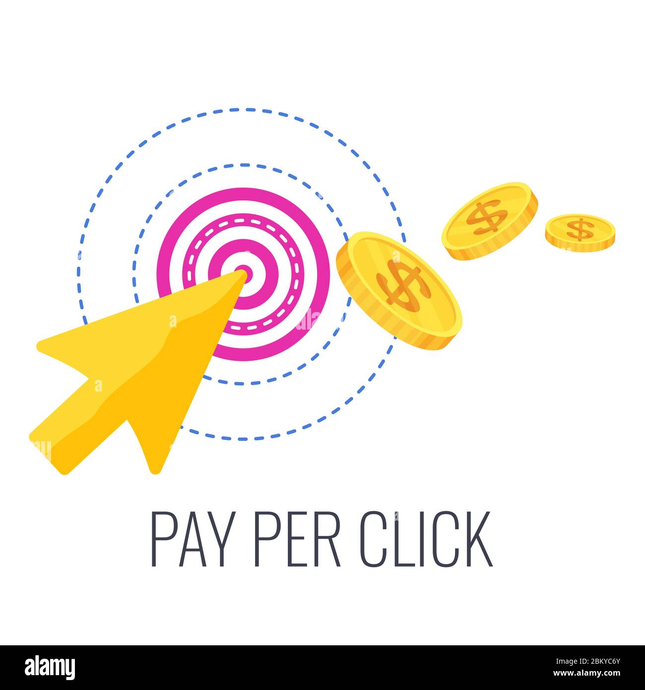 Pay per click infographics pictogram. Internet advertising model Stock ...
