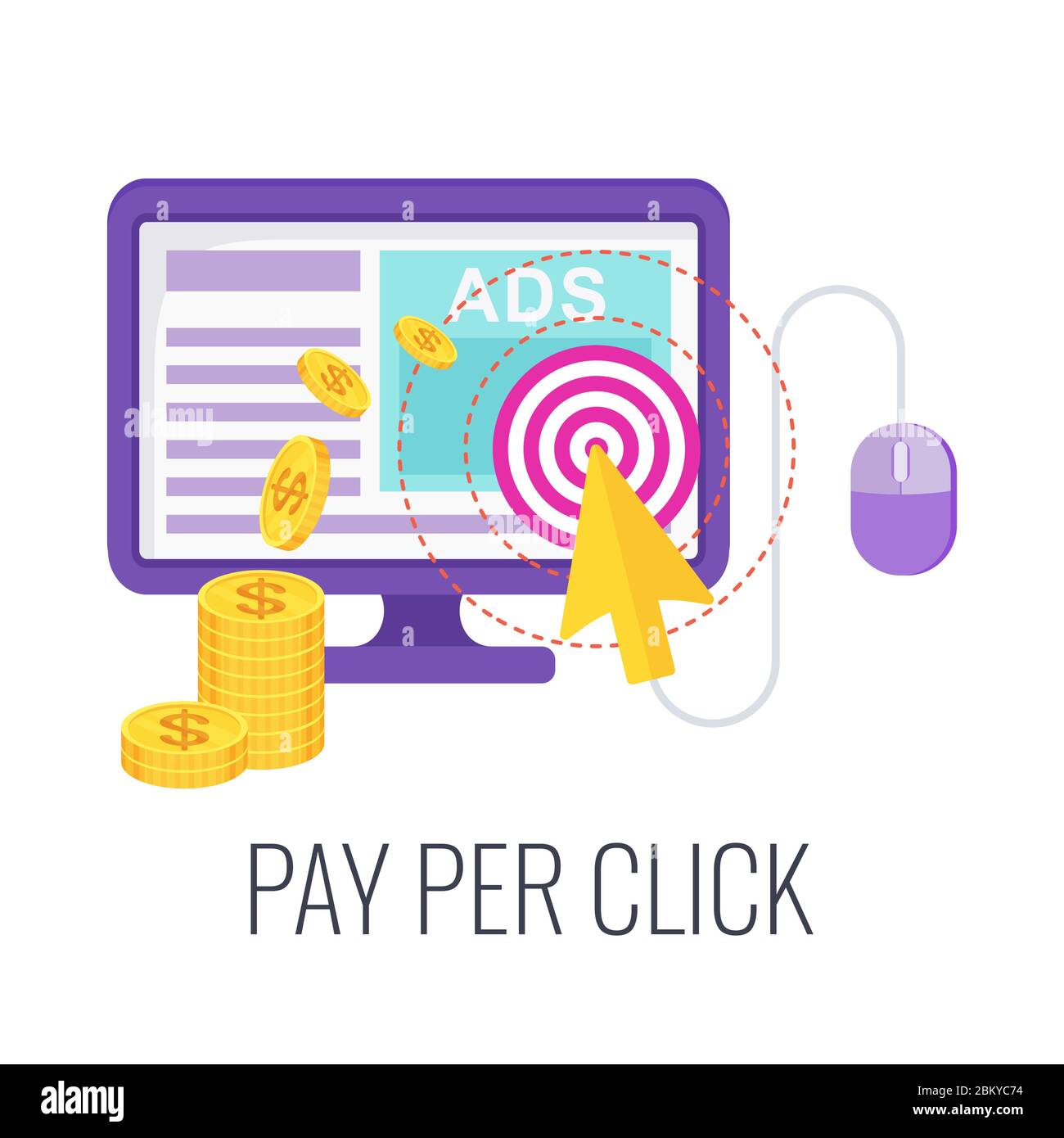 Pay per click infographics pictogram. Internet advertising model Stock ...