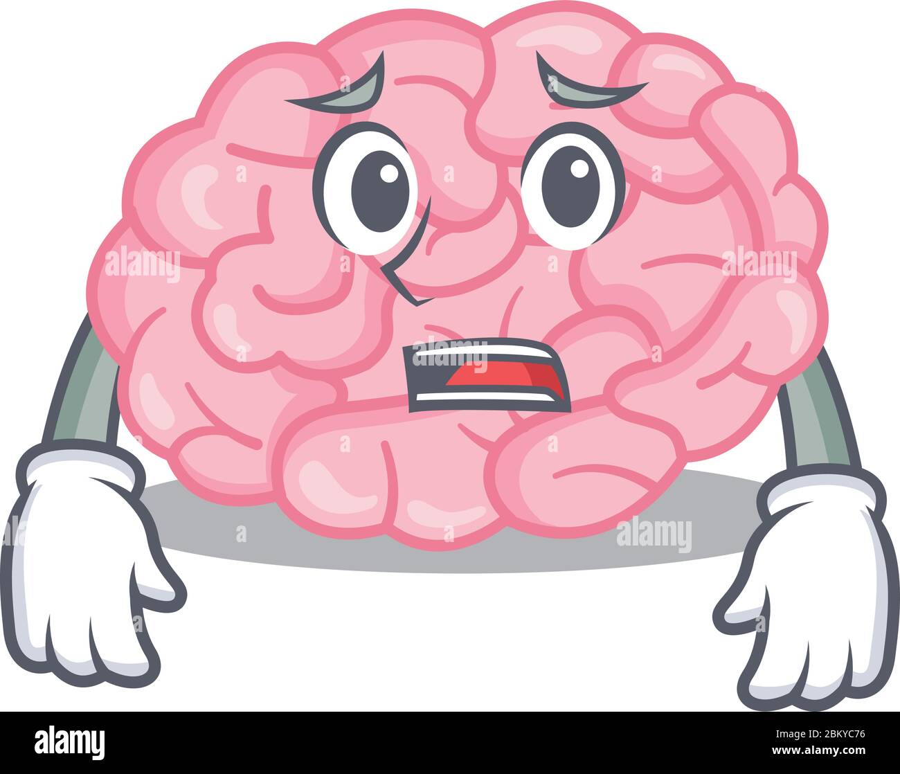 Cartoon design style of human brain showing worried face Stock Vector ...