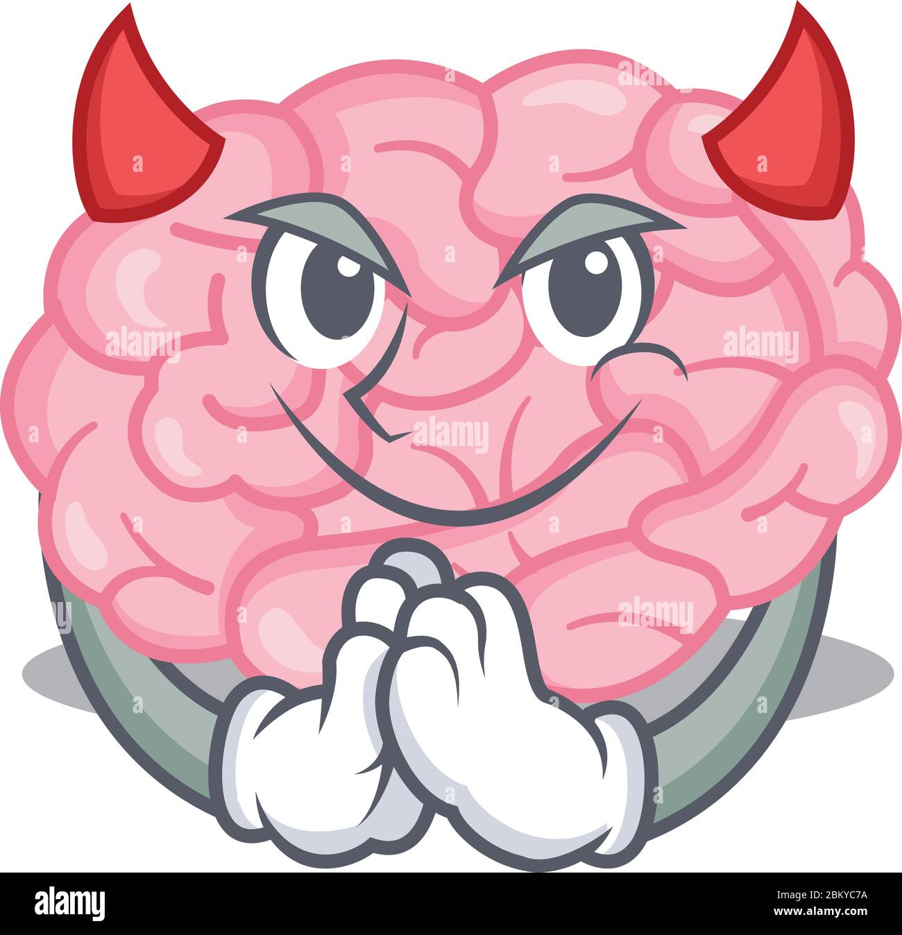 Human brain dressed as devil cartoon character design style Stock ...