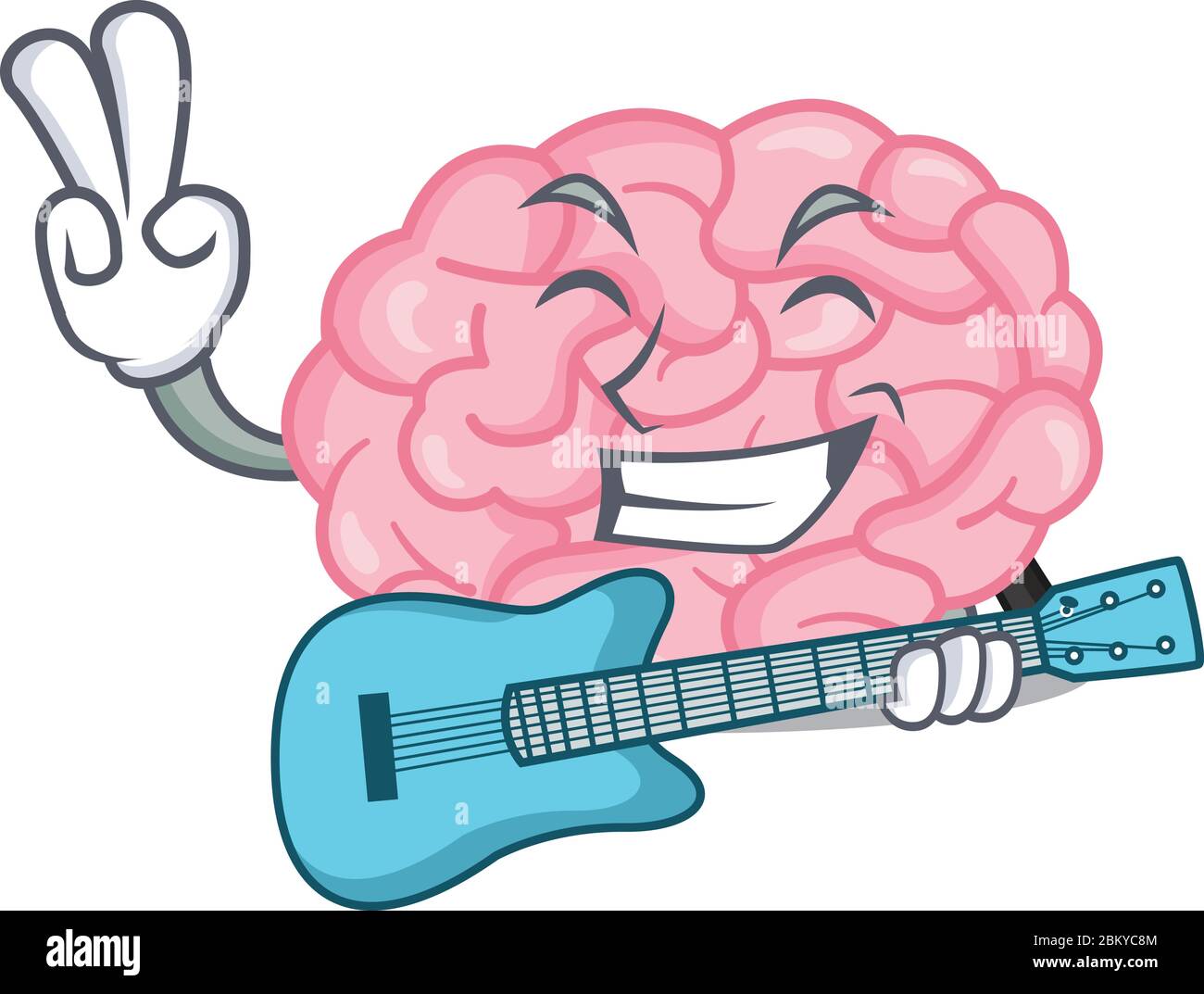 Talented musician of human brain cartoon design playing a guitar Stock ...