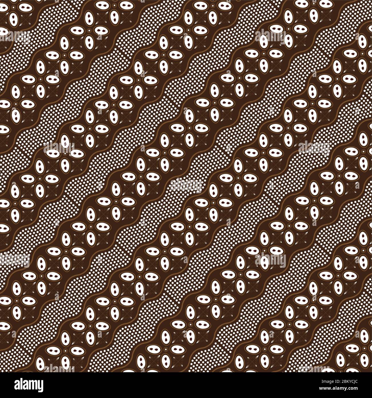 Beautiful flower pattern on Indonesian batik design with dark brown ...