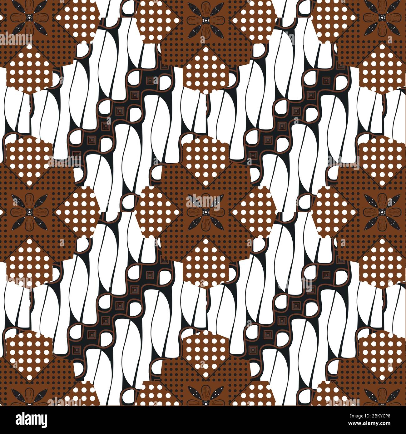 Flower motifs for Unique Traditional Java batik with white brown color ...