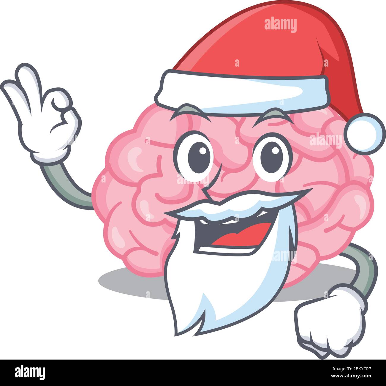 Human brain Santa cartoon character with cute ok finger Stock Vector ...