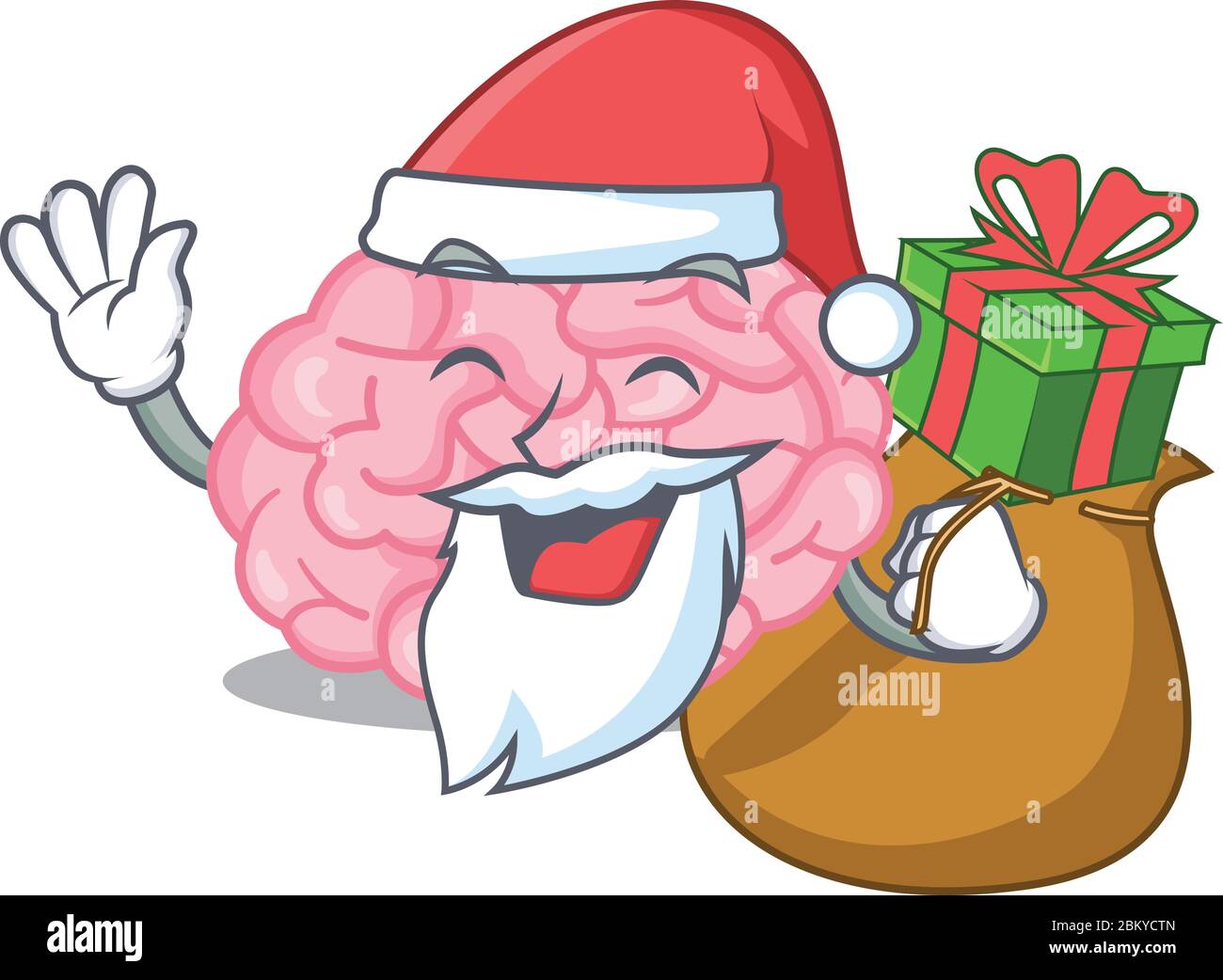 Cartoon design of human brain Santa with Christmas gift Stock Vector ...