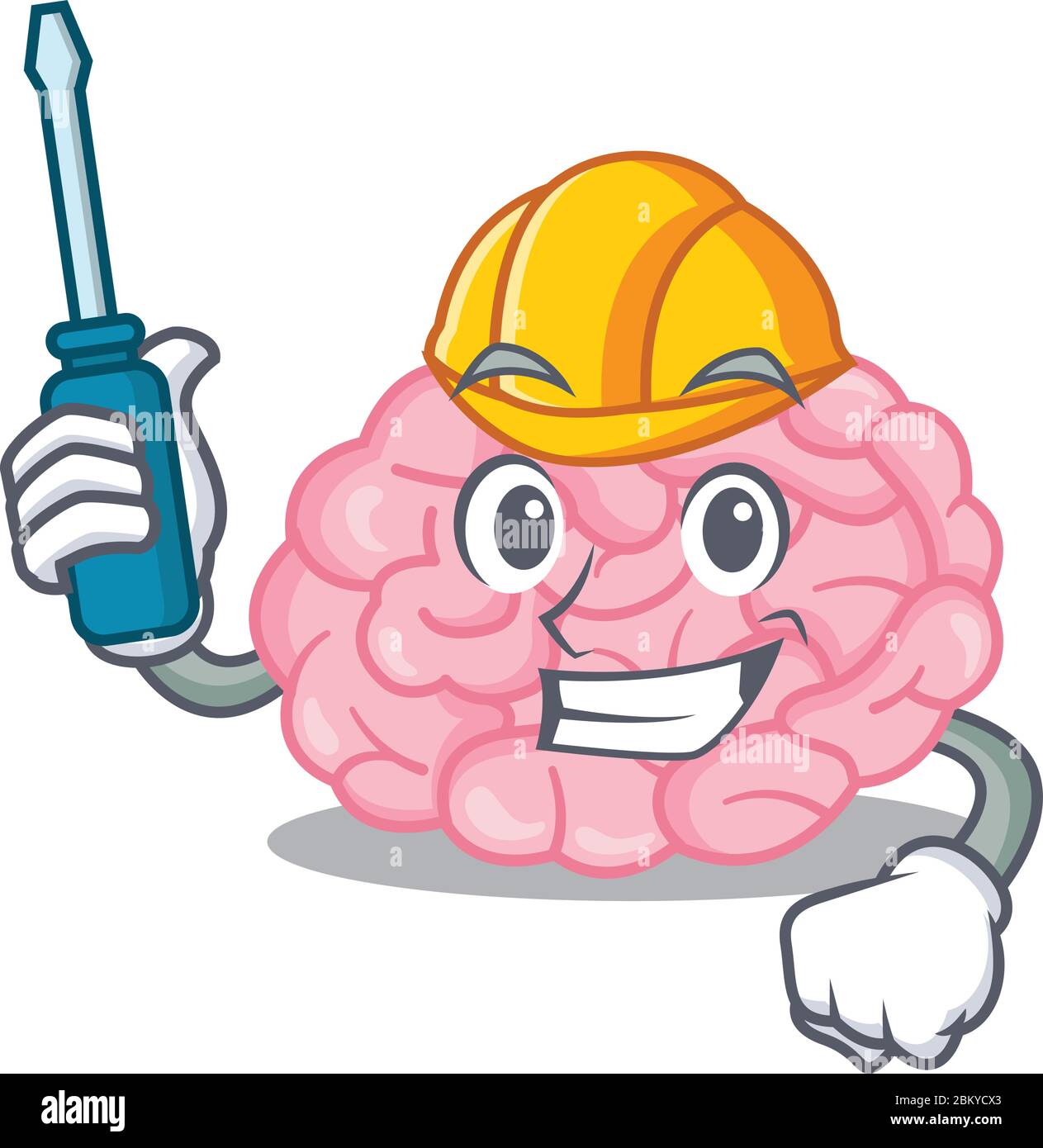 cartoon character of human brain worked as an automotive Stock Vector ...
