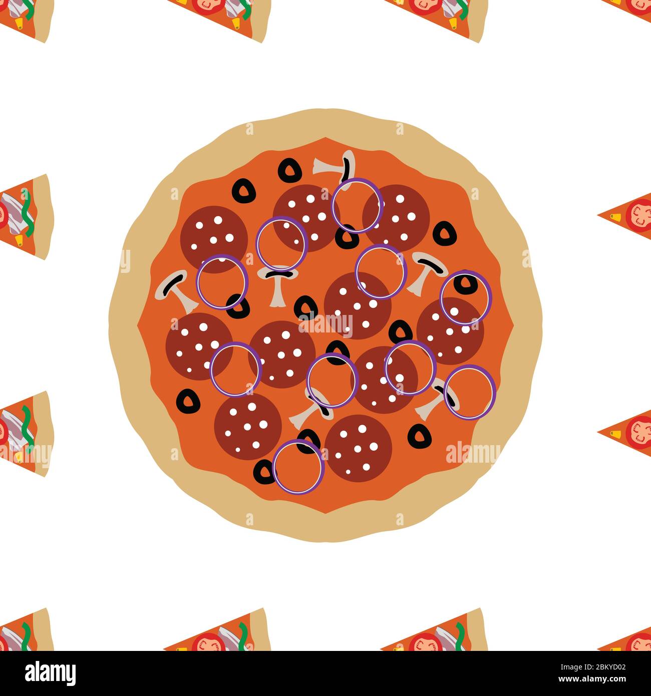 Pizza and slices seamless pattern element , isolated on clean white ...