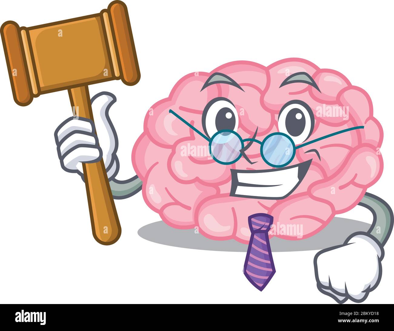 A humble judge of human brain cartoon character design wearing glasses ...
