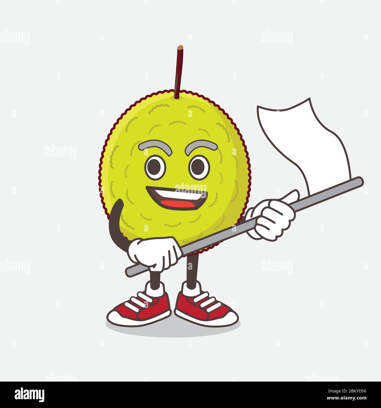 An illustration of Entawak Fruit cartoon mascot character waving a flag ...