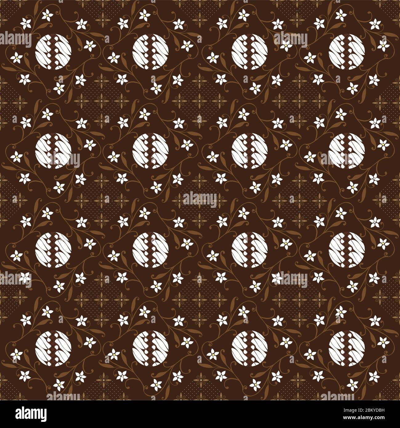 Unique circle pattern on Javanese batik with dark brown color design ...