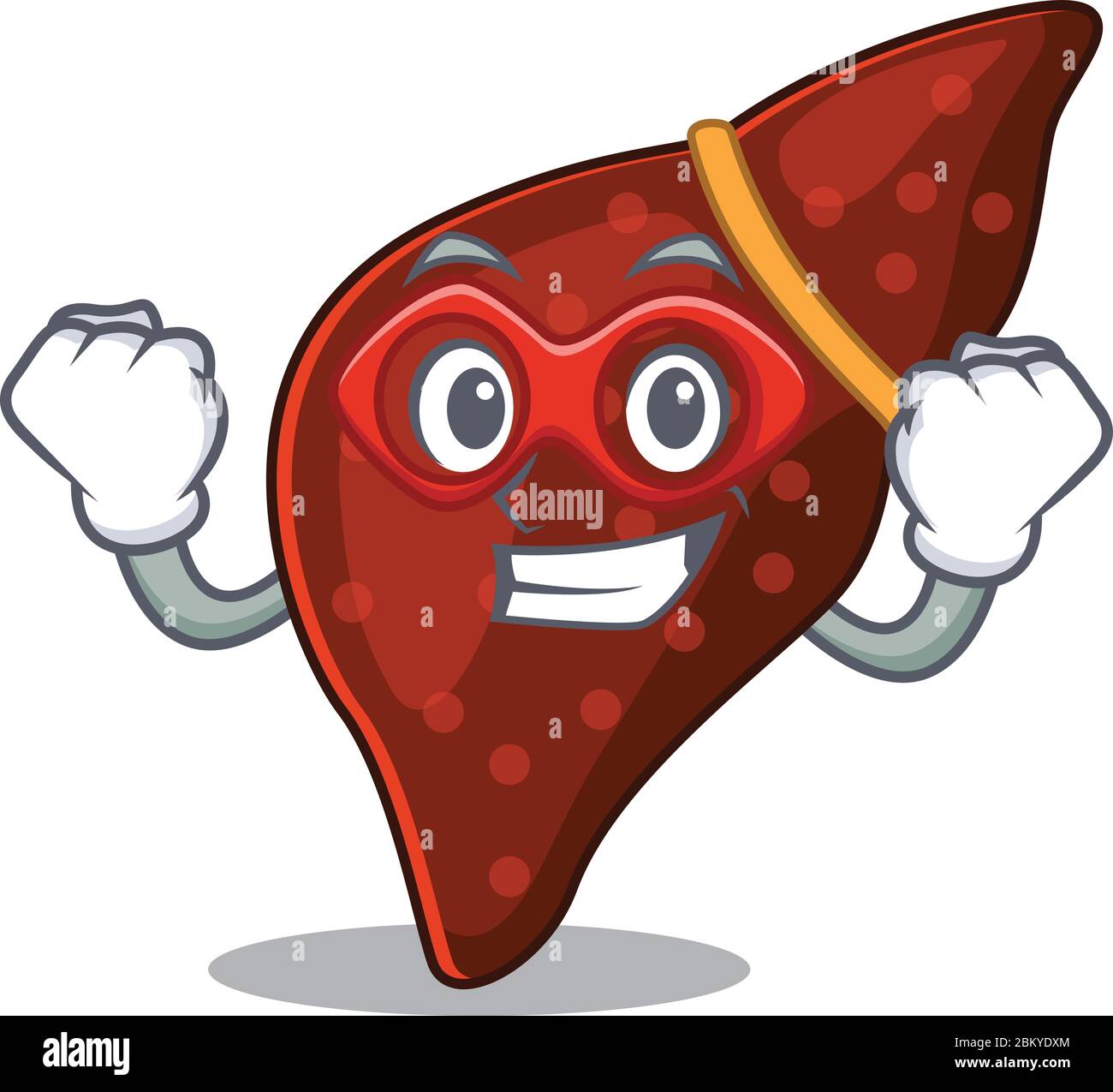 A cartoon character of human cirrhosis liver performed as a Super hero ...